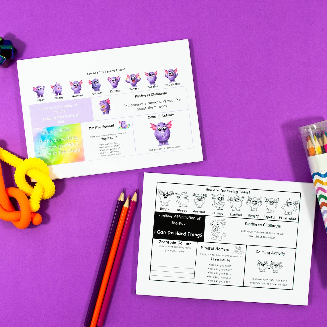 Daily Classroom Check-in for Mindfulness and Emotions group - Etsy