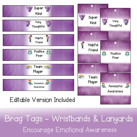 Printable Brag Tags Lanyards & Wristbands Purple - Etsy