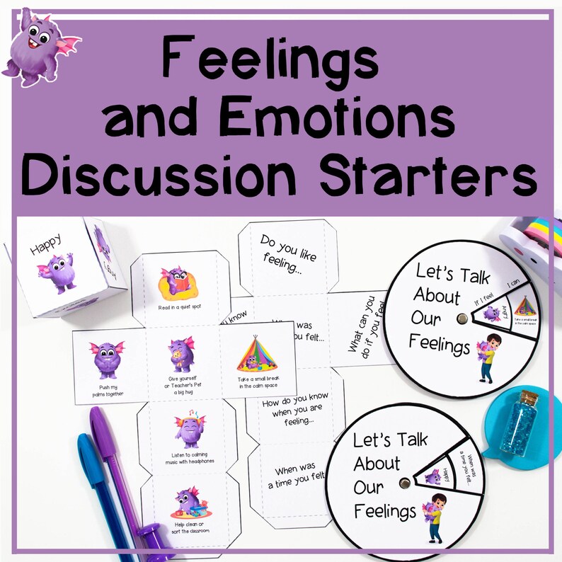 Feelings & Emotions - Dice / Spinners - Discussion Starters and Calming ...