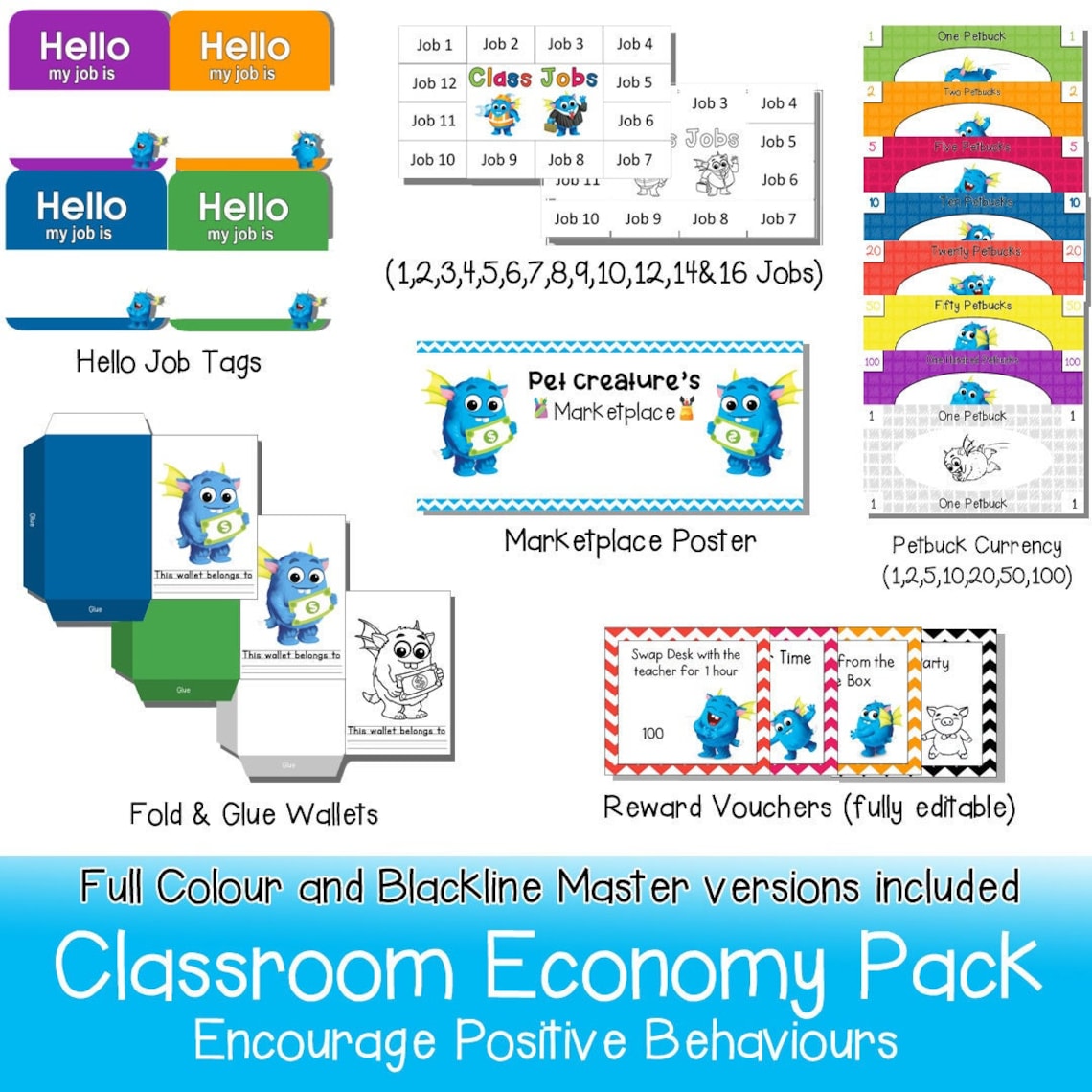 Classroom Economy Pack Printable Marketplace With Currency Rewards ...