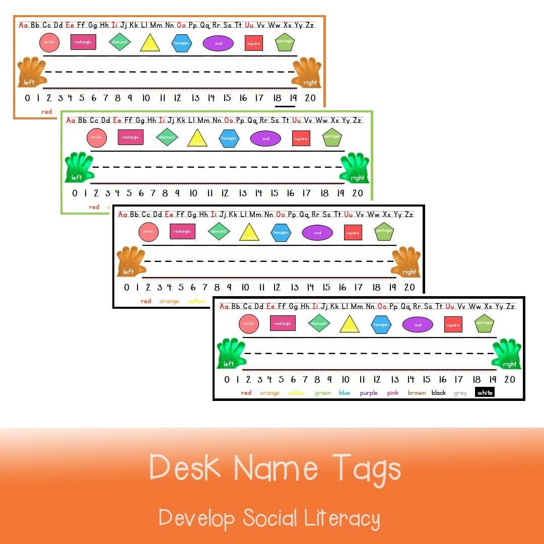 Classroom Desk Name Tags - Orange and Green - Etsy