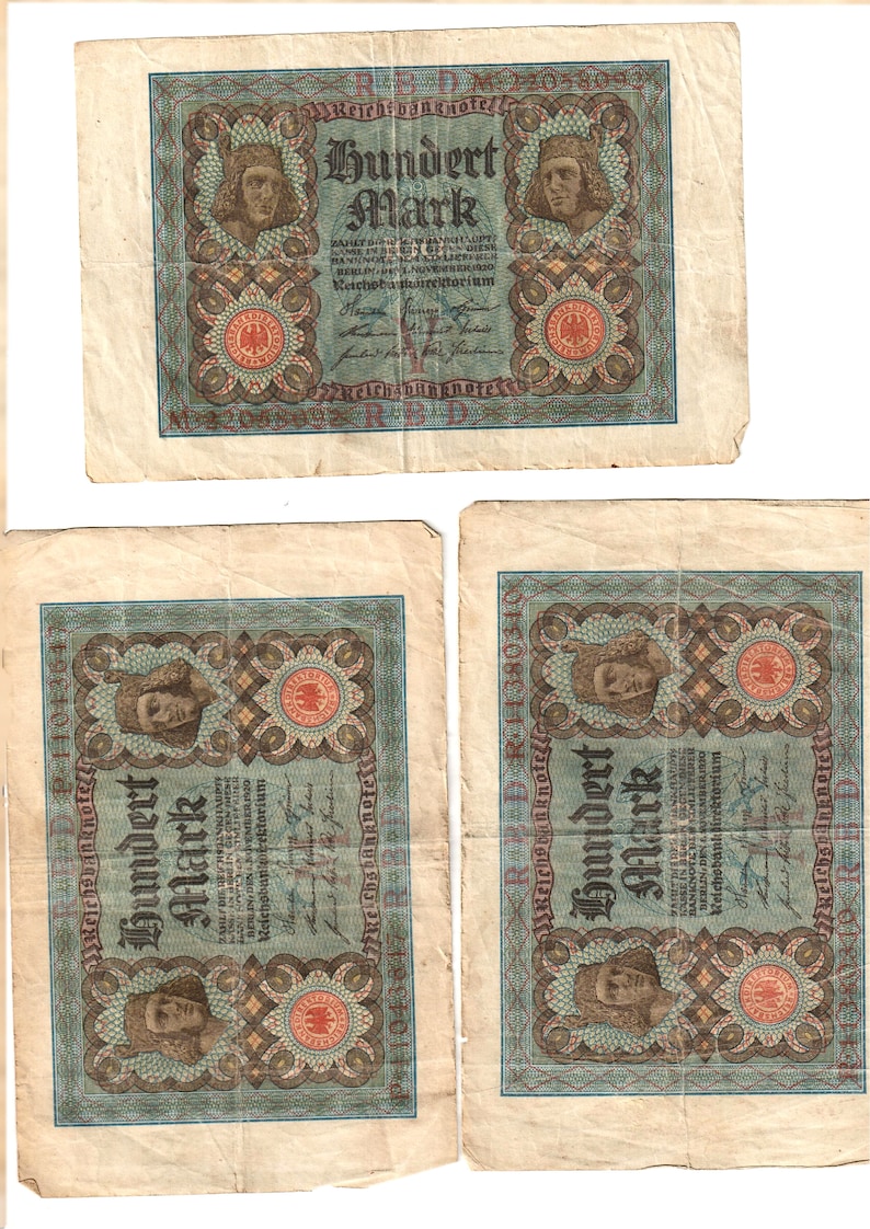 1920 German Bank Note X 3 - Etsy UK