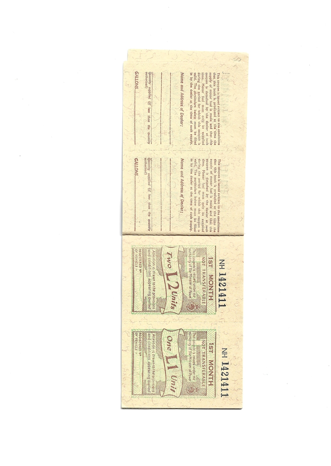 Original 1950's Motor Fuel Ration Book Fuel Coupons Unused Excellent ...