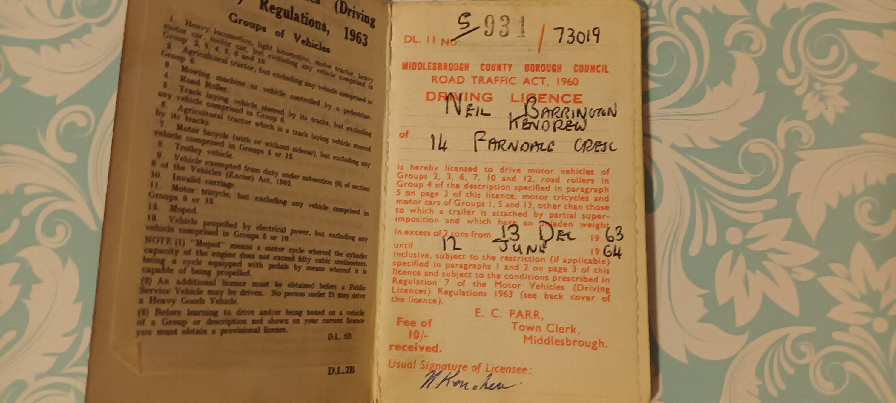 Original 1963 Driving Licence Hand Written With the Original Stamps and ...