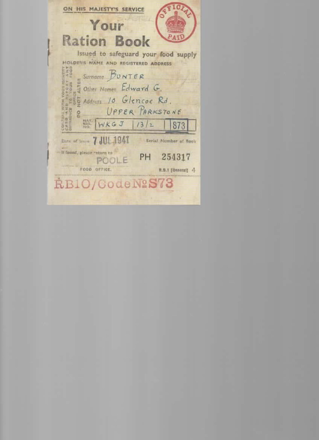 Replica of the Original WWII 1941 British Ration Book - New - Excellent ...