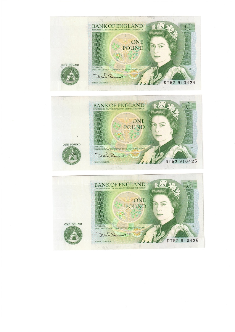 Mint Condition, Original 3 Consecutive Numbers Bank of England One ...