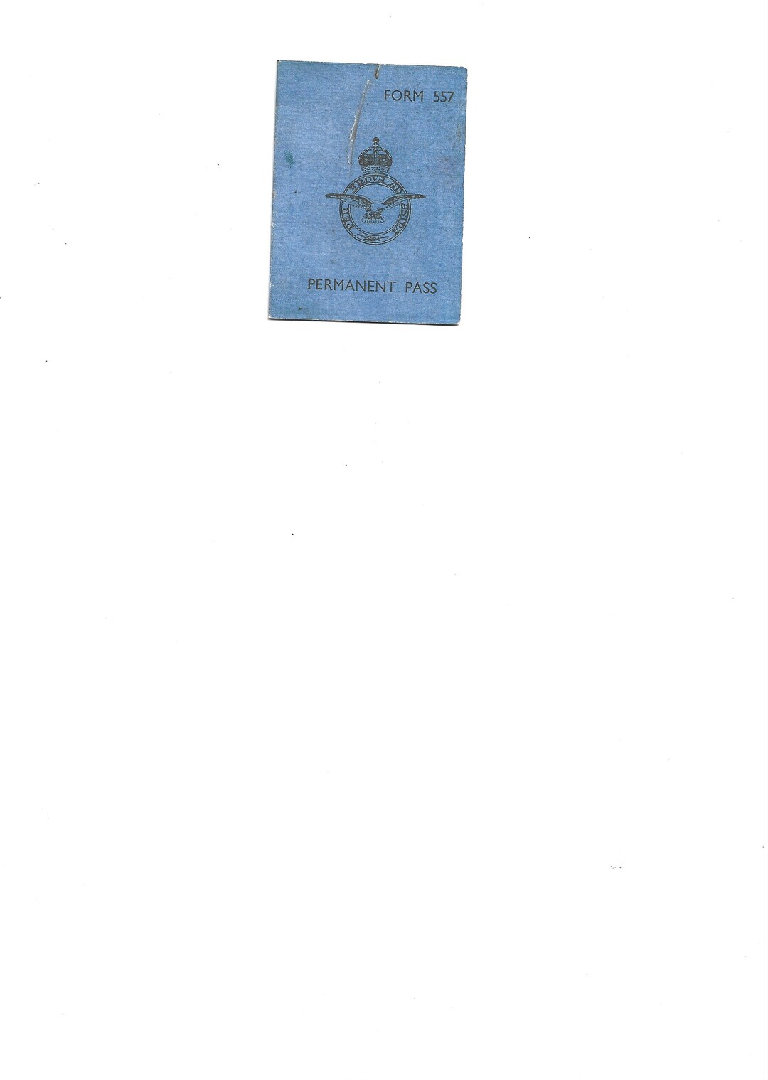 Original 1940's Royal Air Force Form 557 Permanent Pass Hand Written ...