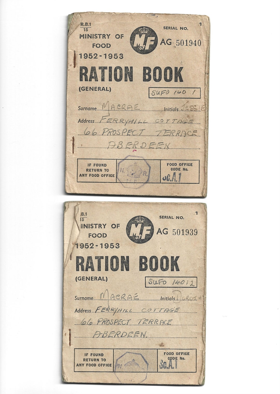 Original 1952 1953 Ration Book X 2 Ministry of Food With - Etsy