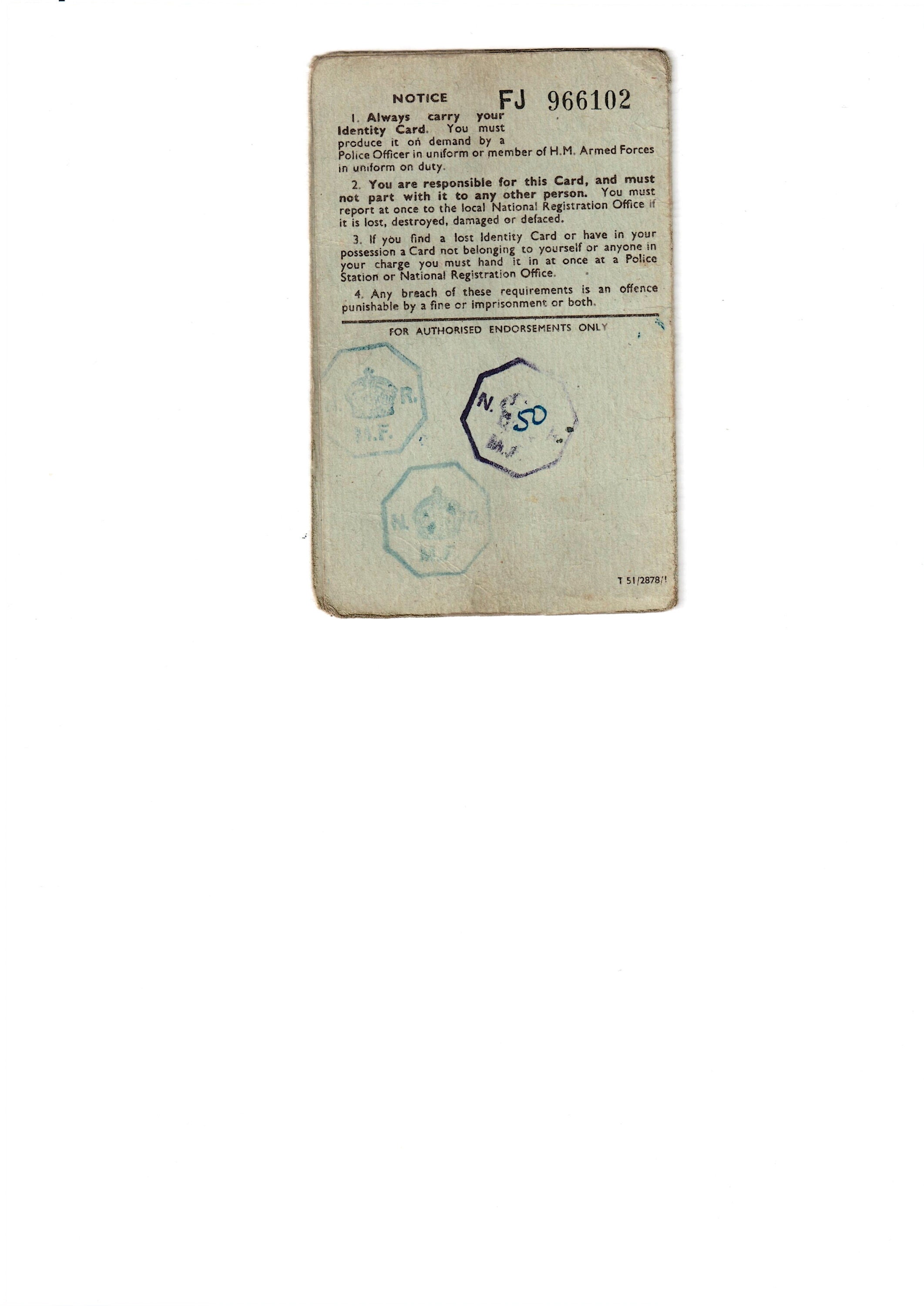 Rare and Original 1940's National Registration Identity Card With ...
