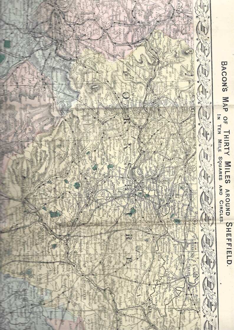 Original - 1941 Bacon's Map of the Environs of Sheffield - for Cyclists ...