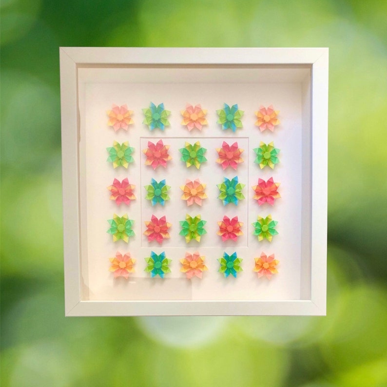 Origami Flowers, Wall Art, Origami Present, Unique Gift, Framed Art ...