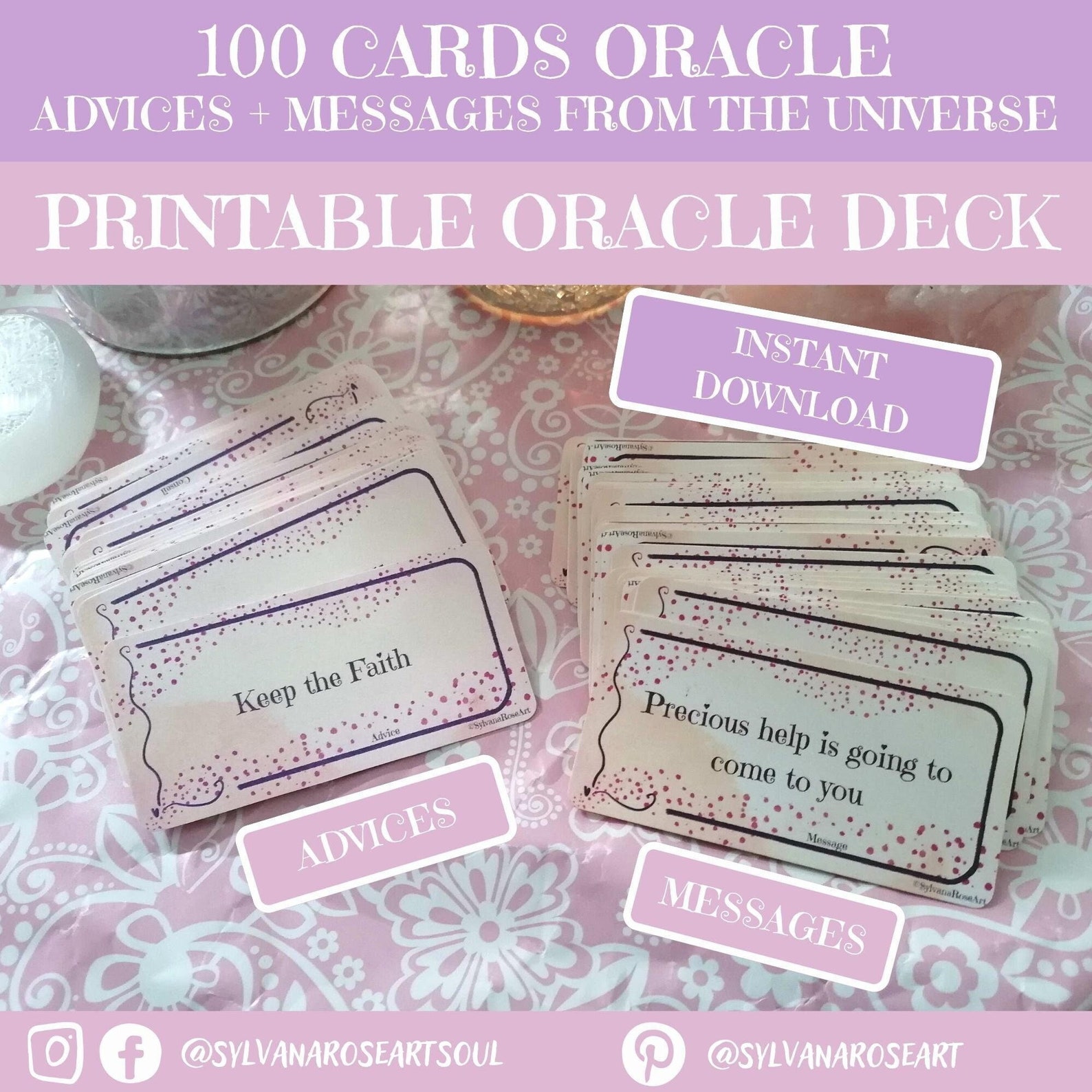 Printable Oracle Deck 100 Oracle Cards Printable Oracles - Etsy