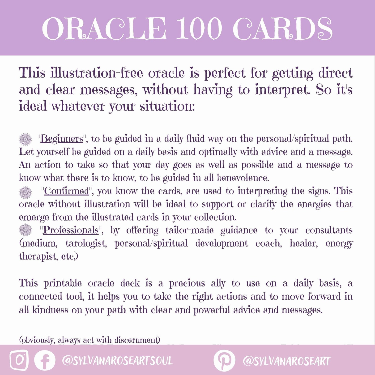 Printable Oracle Deck 100 Oracle Cards Printable Oracles - Etsy