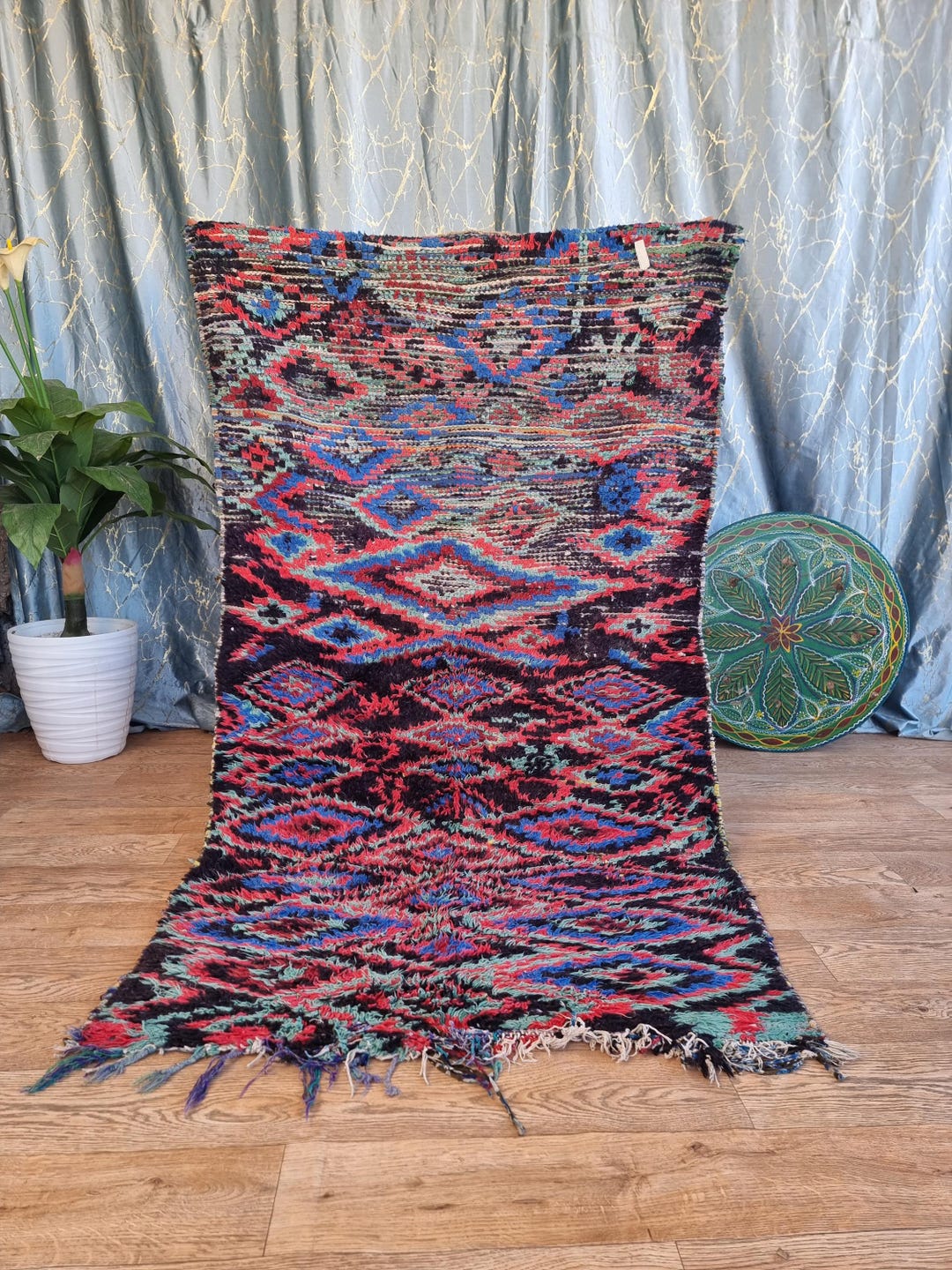 3x6 Ft, Vintage Rug Runner, Area Rug Checkered, Traditional Home, Floor ...