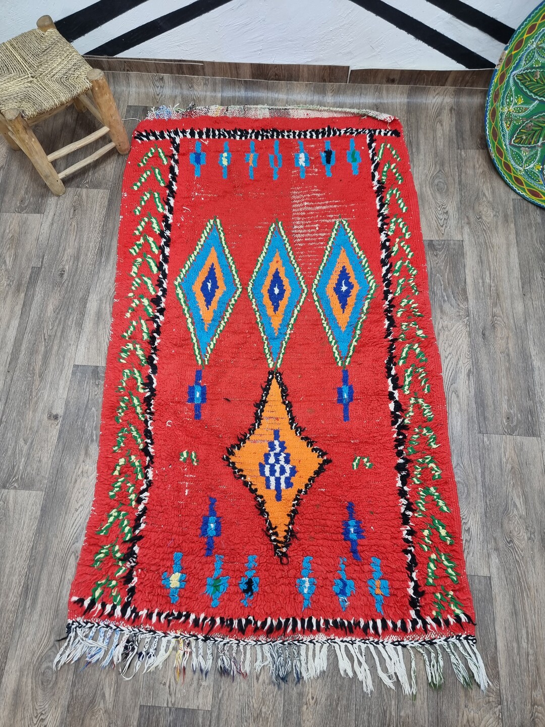 3x5 Ft, Vintage Morocco Rug, Entrance Rug, Berber Moroccan Rug, Wool ...