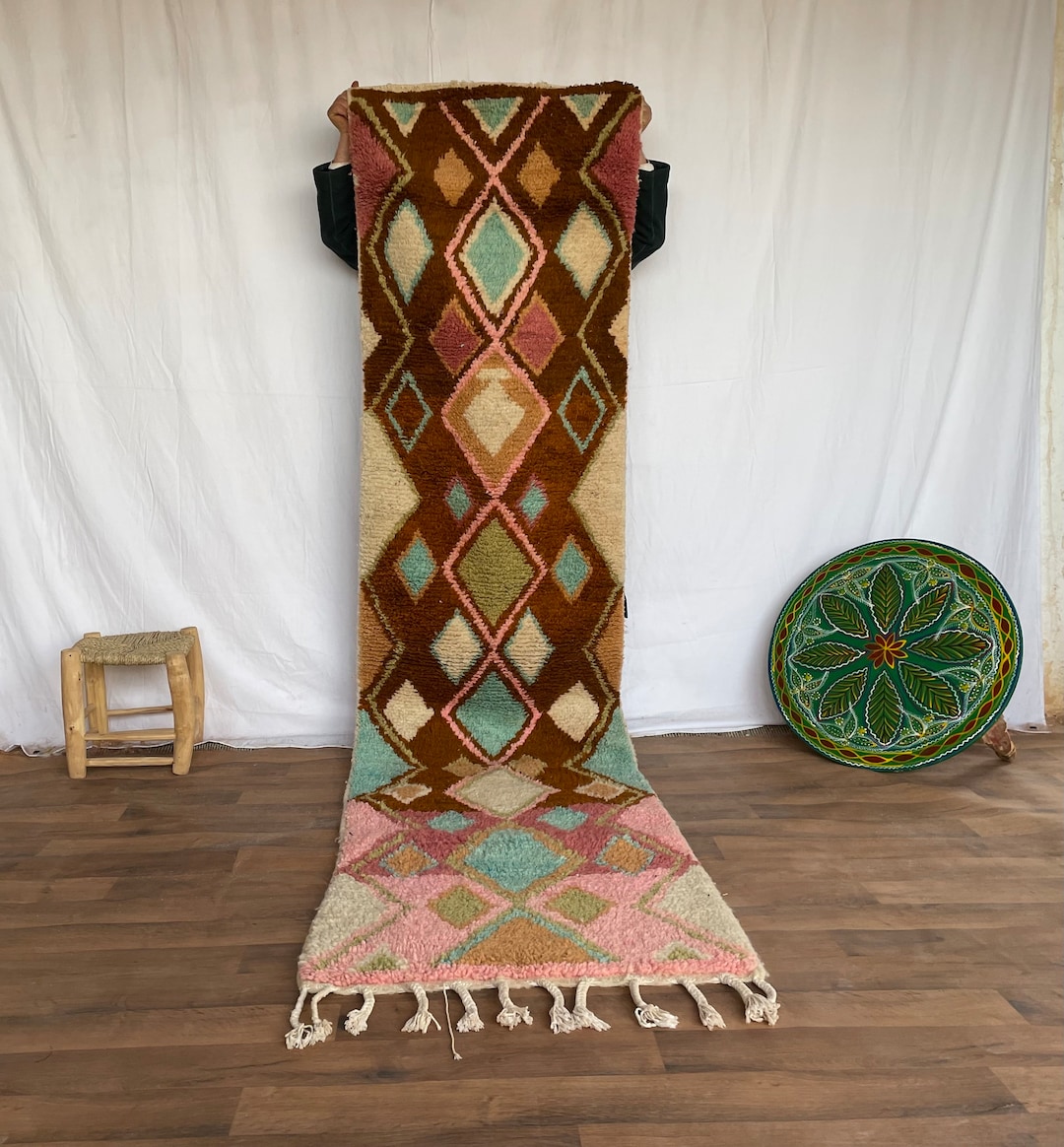 Narrow Runner, Moroccan Runner Rug, Checker Runner Rug, Berber Runner ...