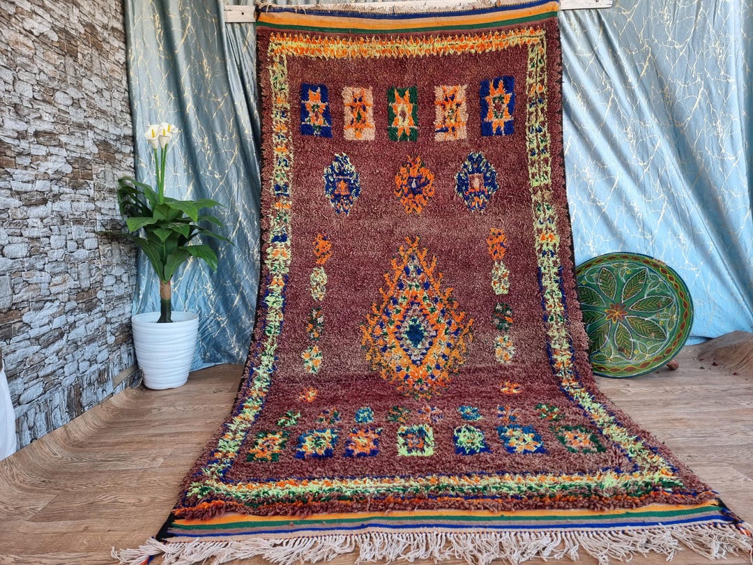 4x9 Ft, Vintage Moroccan Rug, Antique Rug, Rug for Living Room, Rustic ...