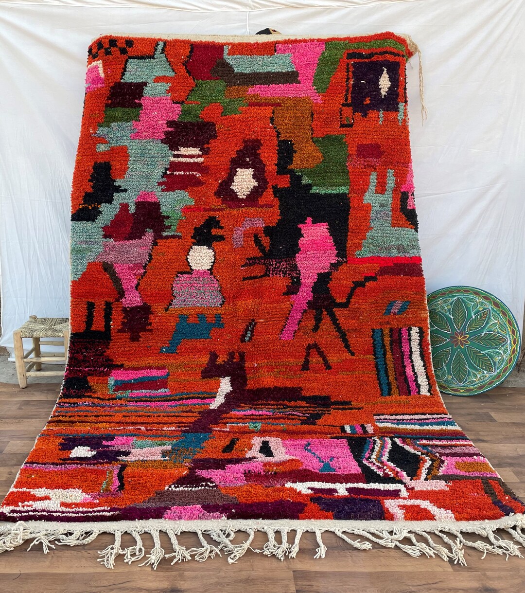 Berber Wool Rug: Colorful Moroccan Design, Custom Size, Handmade ...