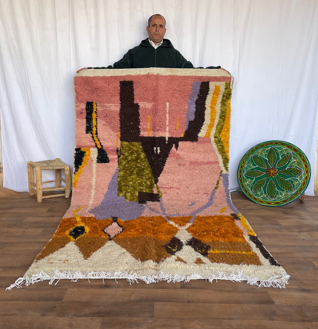 Multicolored Berber Rug: Custom Moroccan Wool Boho Carpet - Etsy