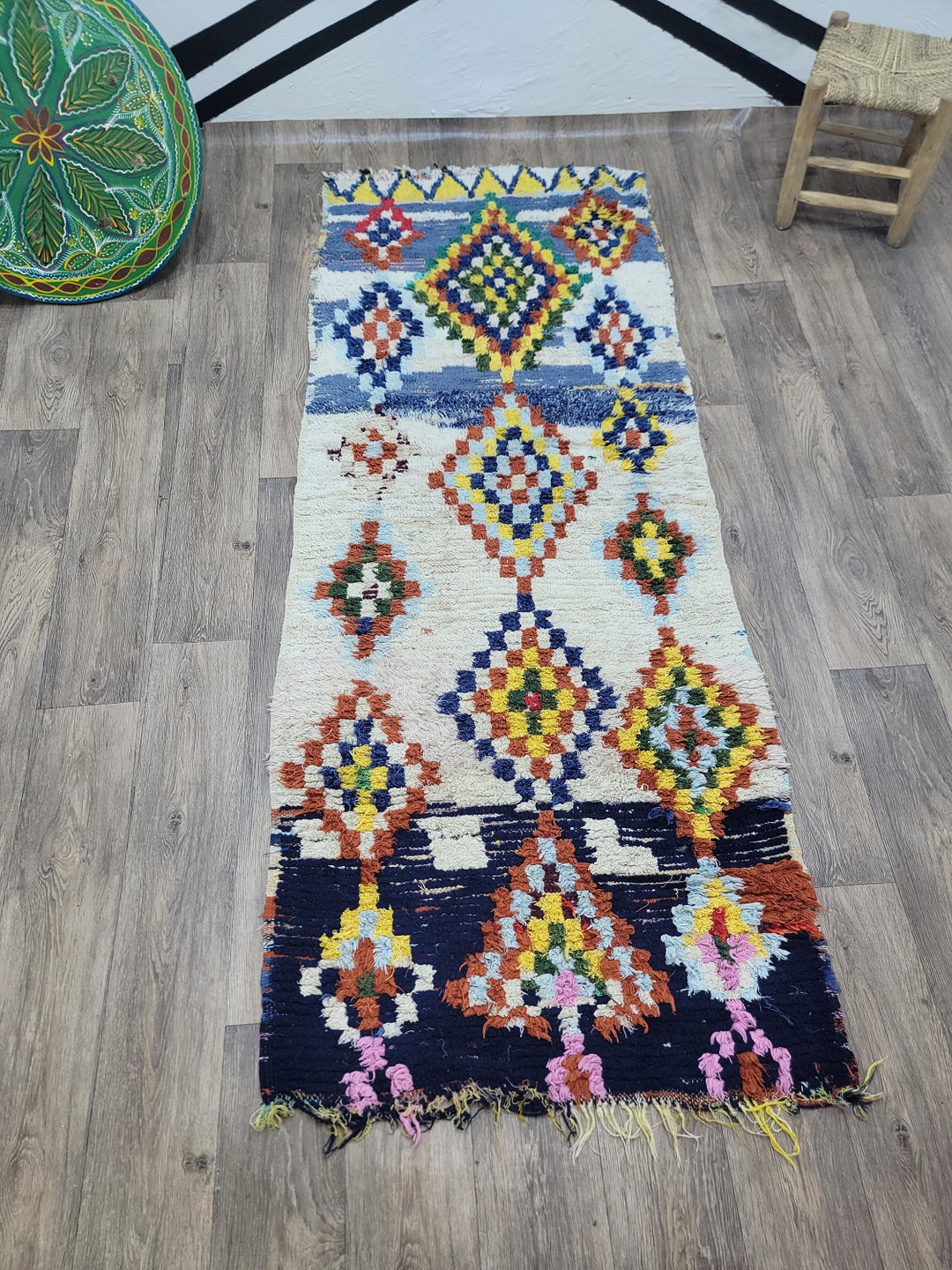 Handwoven Berber Runner Rug: 2x6 Ft, Colorful Moroccan Wool Entryway ...