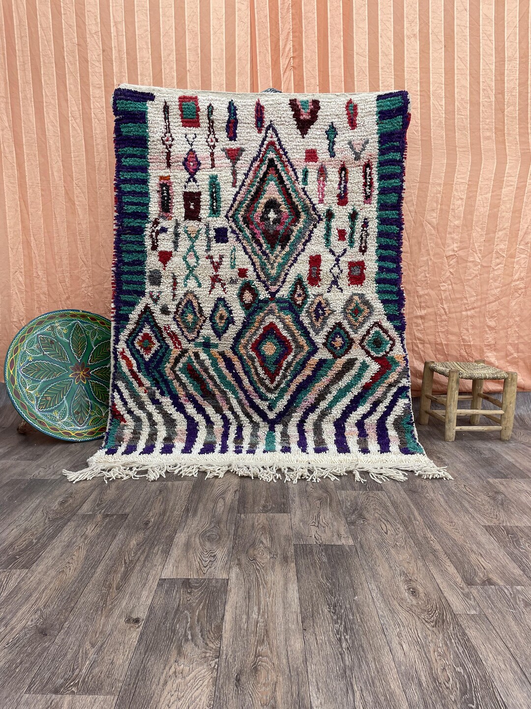 Bohemian Moroccan Rug, White Boho Rug, Large Area Rugtraditional, Gifts ...