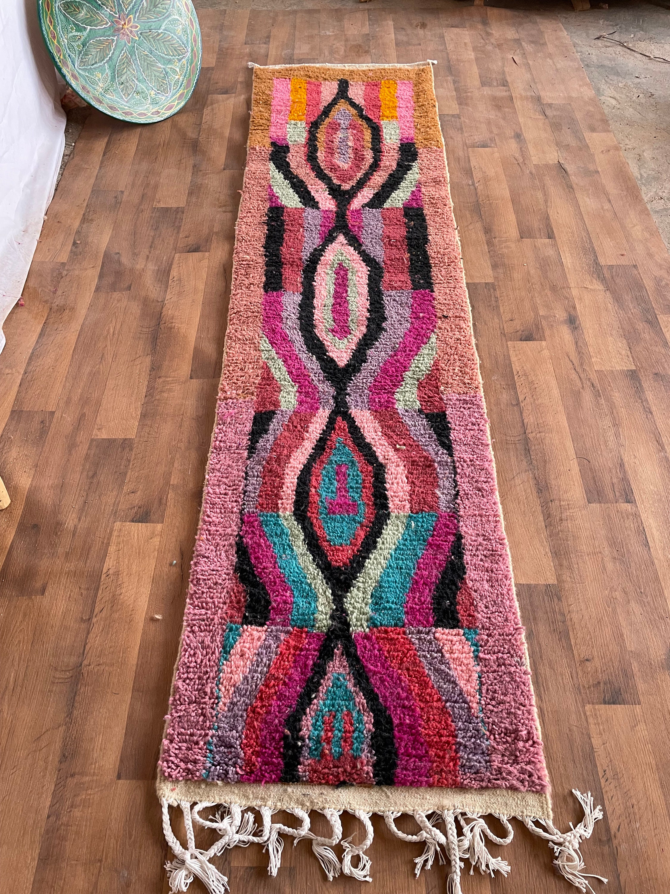 Handwoven Berber Hallway Runner Rug: Bohemian Wool Decor - Etsy