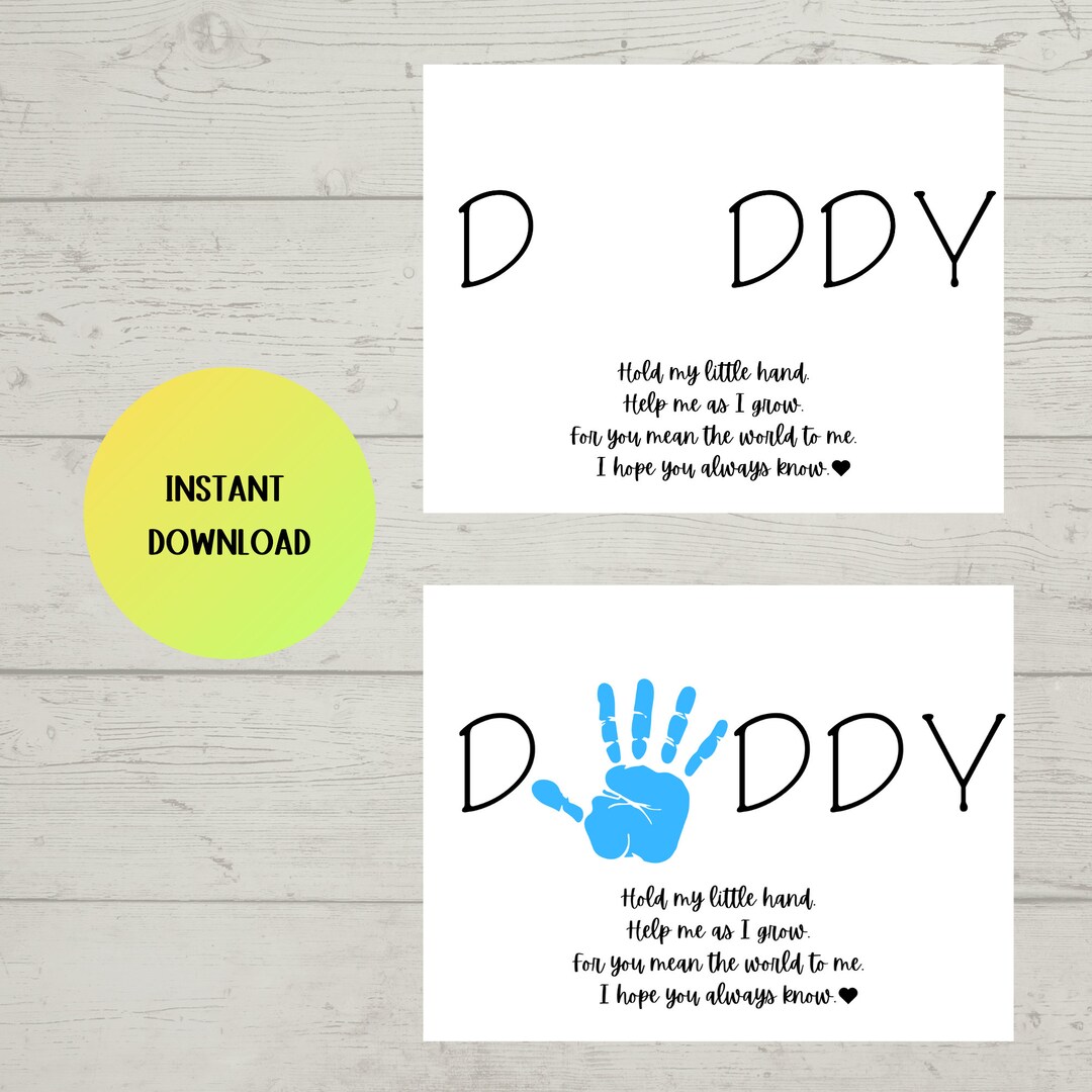 Father's Gift, DIY for Kids, Child Handprint Printable for Dad, Instant ...