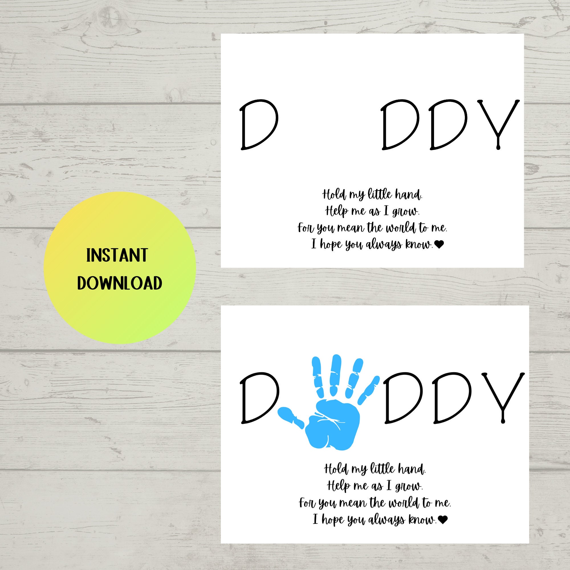 Father's Gift, DIY for Kids, Child Handprint Printable for Dad, Instant ...