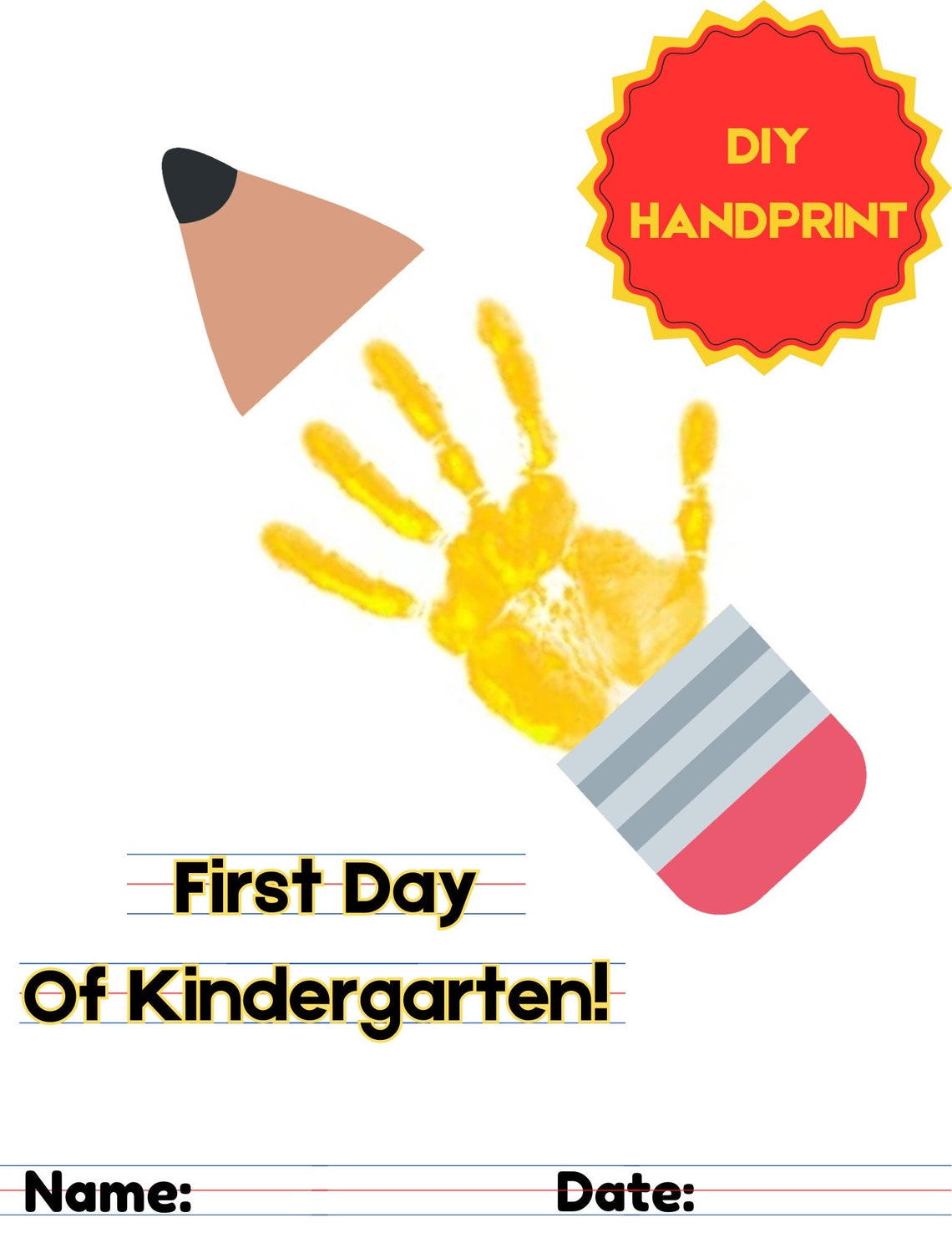 First Day of Kindergarten, 1st Grade, Handprint DIY, Back to School ...