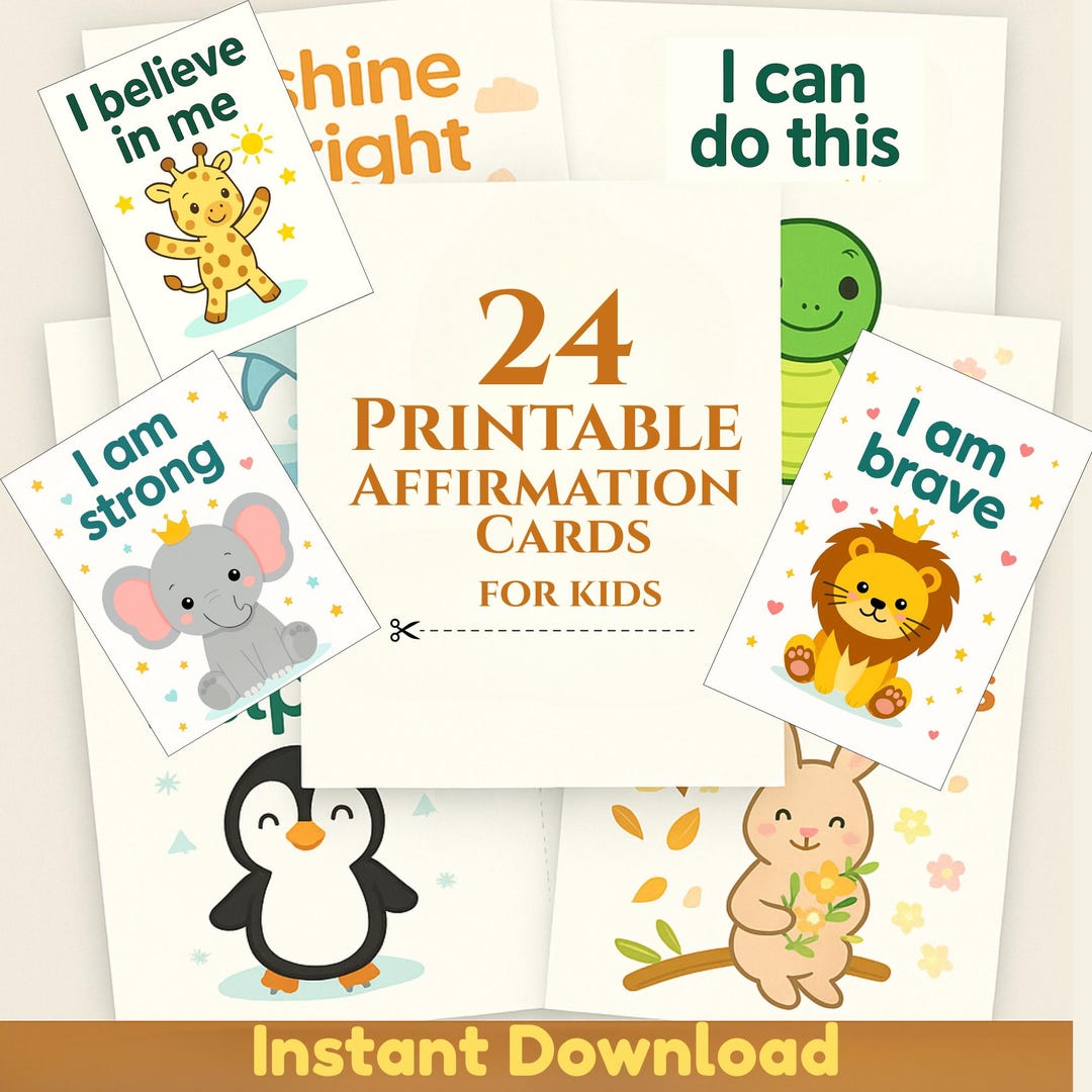 Printable Kids Affirmation Cards PDF | 24 Positive Flashcards for ...