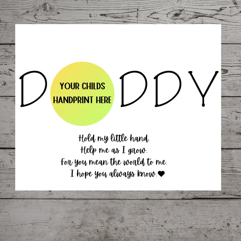 Father's Gift, DIY for Kids, Child Handprint Printable for Dad, Instant ...