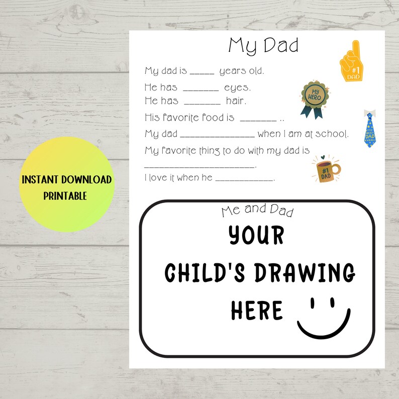 Father's Day Questionnaire Printable for Dad Instant - Etsy