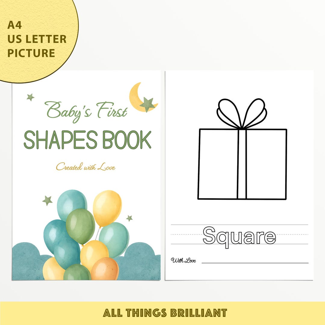 Baby's First Shapes Book, Printable Shapes Coloring Book, Baby Shower ...