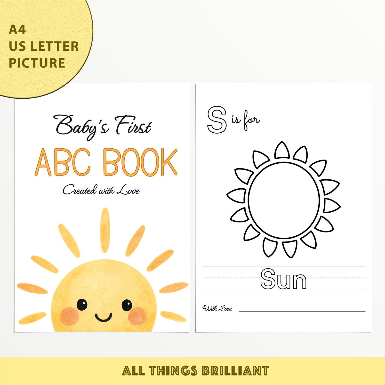 ABC Coloring Book, Baby's First Alphabet Book,sun Theme Baby's First ...