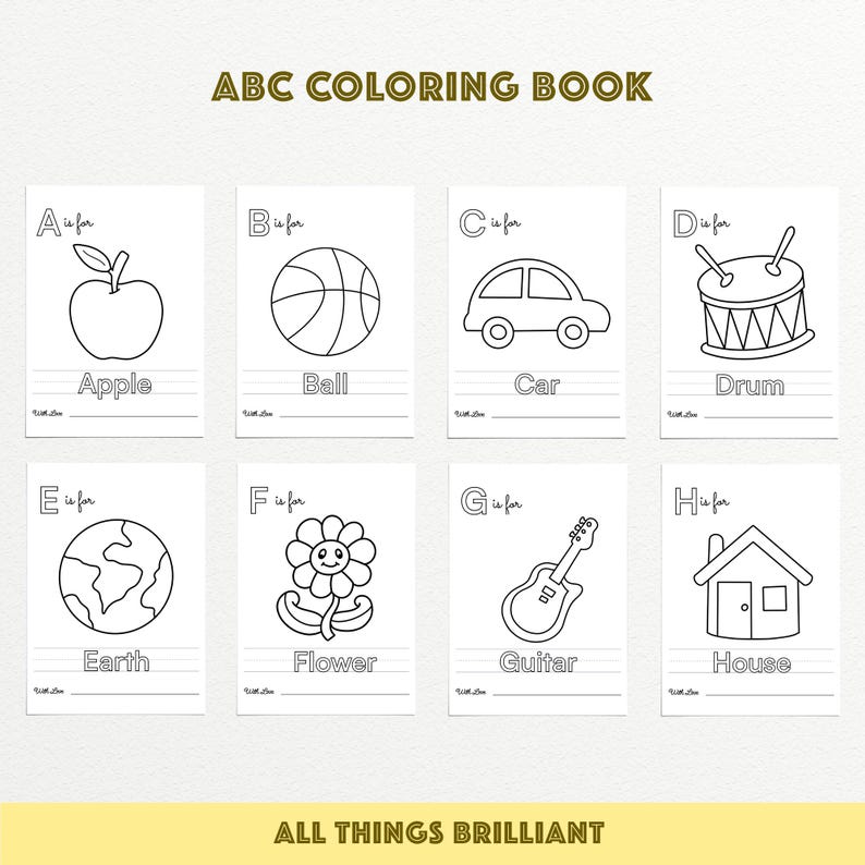 ABC Coloring Book, Baby's First Alphabet Coloring Book, Baby Shower ...
