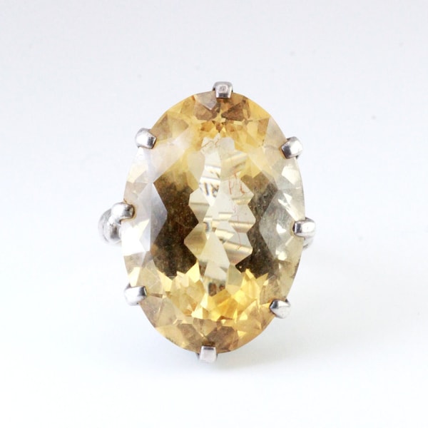 Sterling Silver Massive Citrine Ring - Etsy