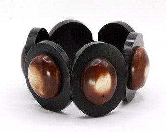GERDA LYNGGAARD Monies Wood Bangle Bracelet. Huge & Massive Asymmetric ...