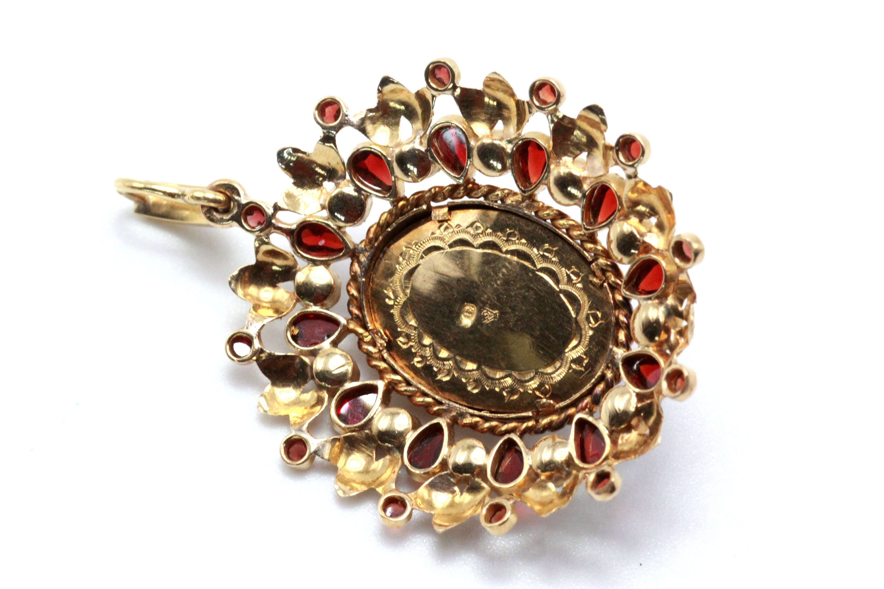 Antique 19K Gold Garnet Carbuncle Diamond Pearl Cranberry Portuguese ...