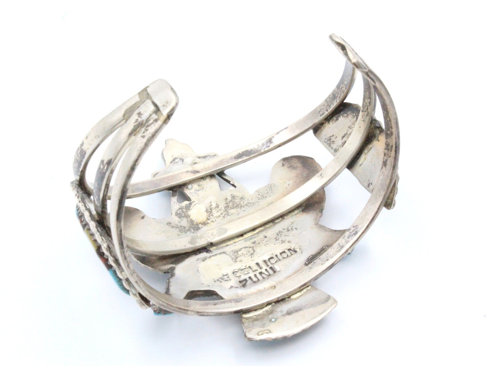 Large Herbert & Esther HE Cellicion Zuni Knifewing Inlay Cuff Bracelet ...