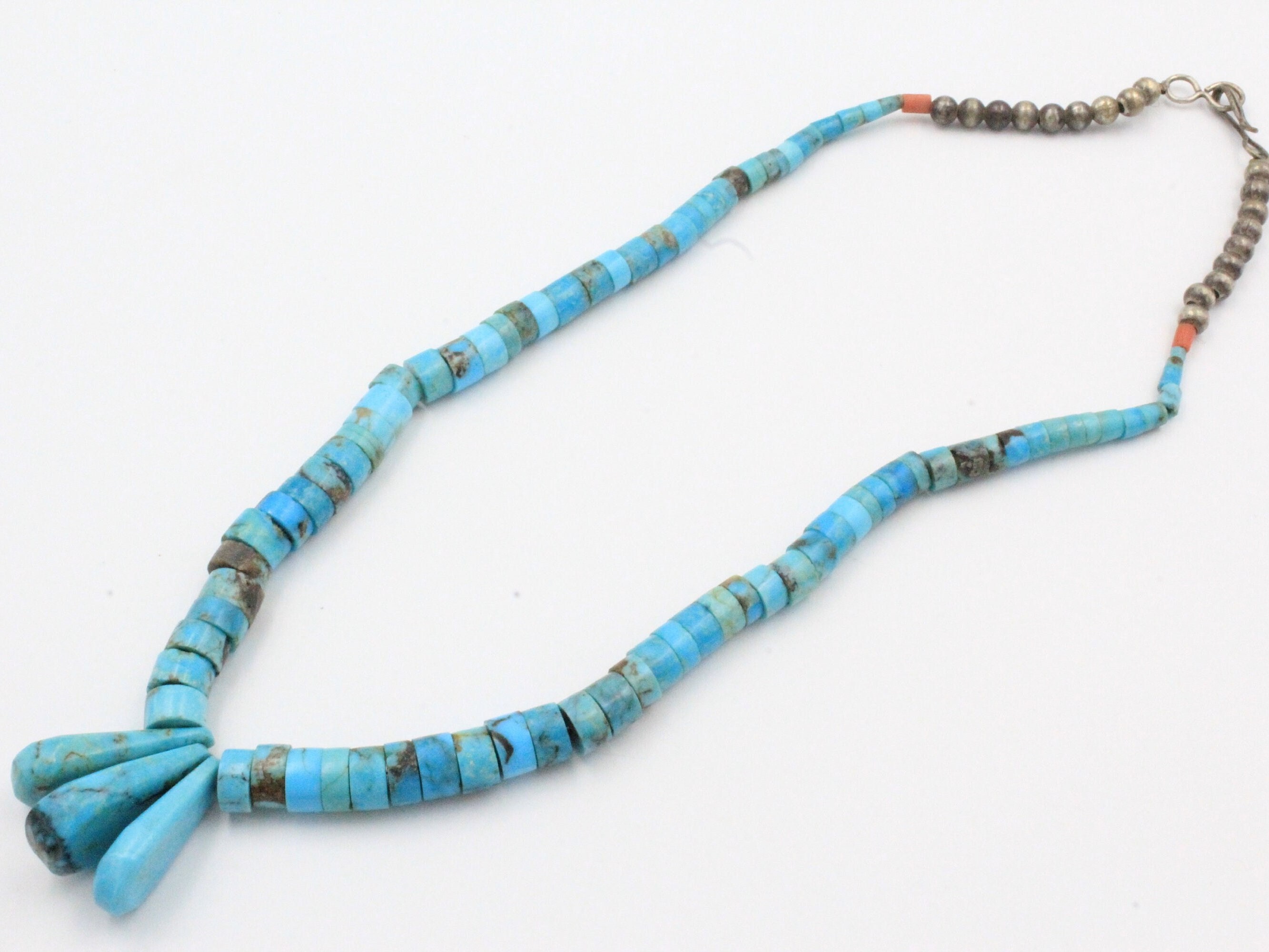 Old Pawn Early Navajo Heishi Bead Jacla Turquoise Sterling Silver Necklace - Etsy