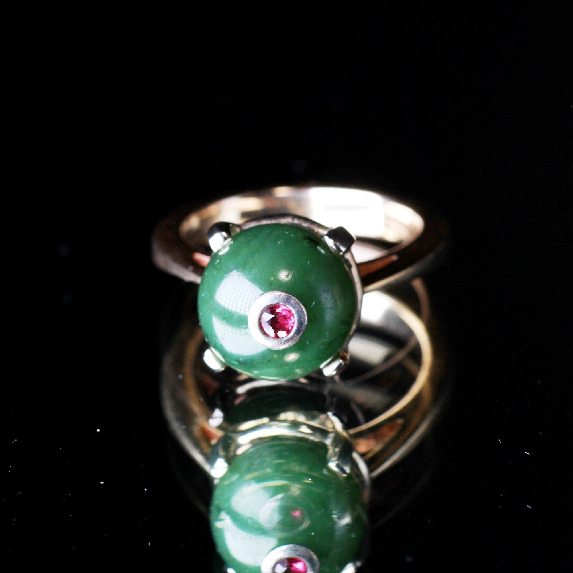 Antique Art Deco 14k Gold Nephrite Jade Jadeite Ruby Ring - Etsy