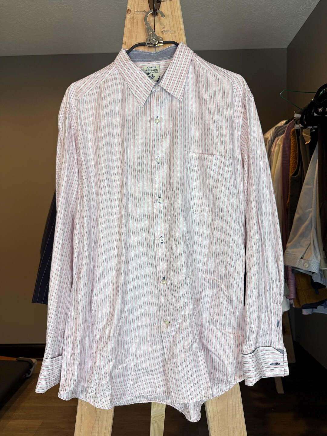 Astor & Black White Blush Pink Stripes Cashmere Customized Button Down ...