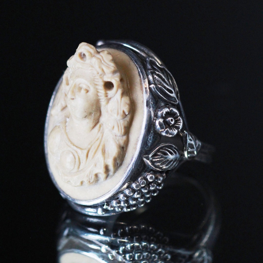 Antique Arts & Crafts High Relief Lava Cameo Ring - Etsy