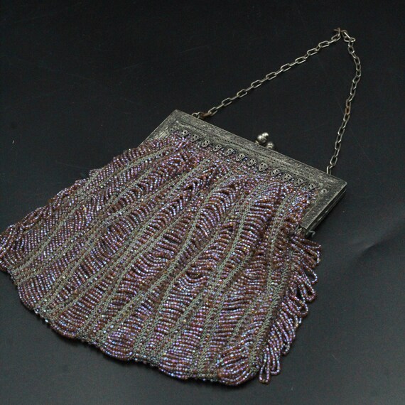 Antique Victorian Flapper Iridescent Pink Framed Purse - Gem