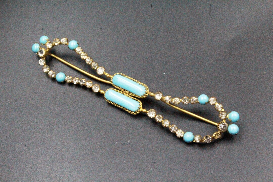 Antique Victorian Turquoise Paste Glass Brass Sash Belt Buckle - Etsy