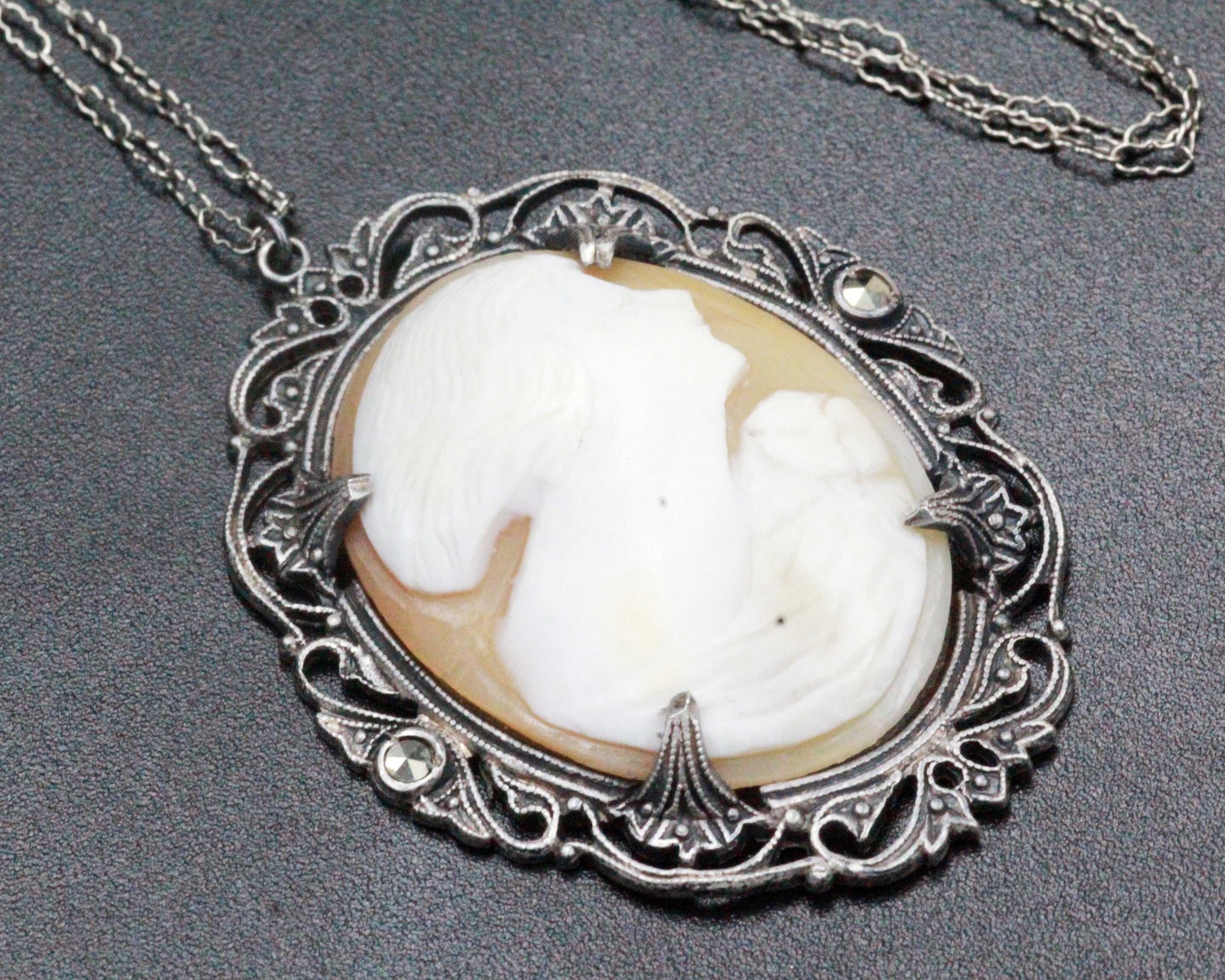 Antique Edwardian Chiseled Sterling Silver Conch Shell Lady Cameo ...