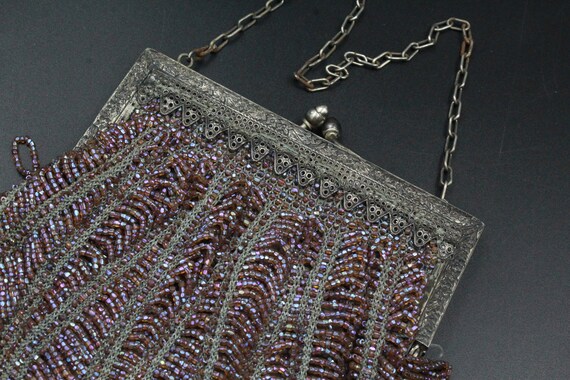 Antique Victorian Flapper Iridescent Pink Framed Purse - Gem