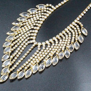 Vintage Bridal 50's Fancy Bezel Set Rhinestones Waterfall Bib Necklace ...
