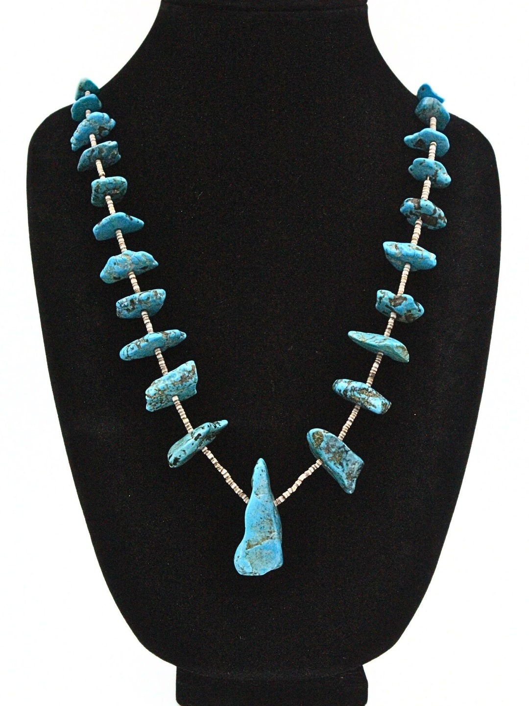 Antique Old Pawn Navajo Turquoise Large Nugget Heishi Bead Necklace - Etsy