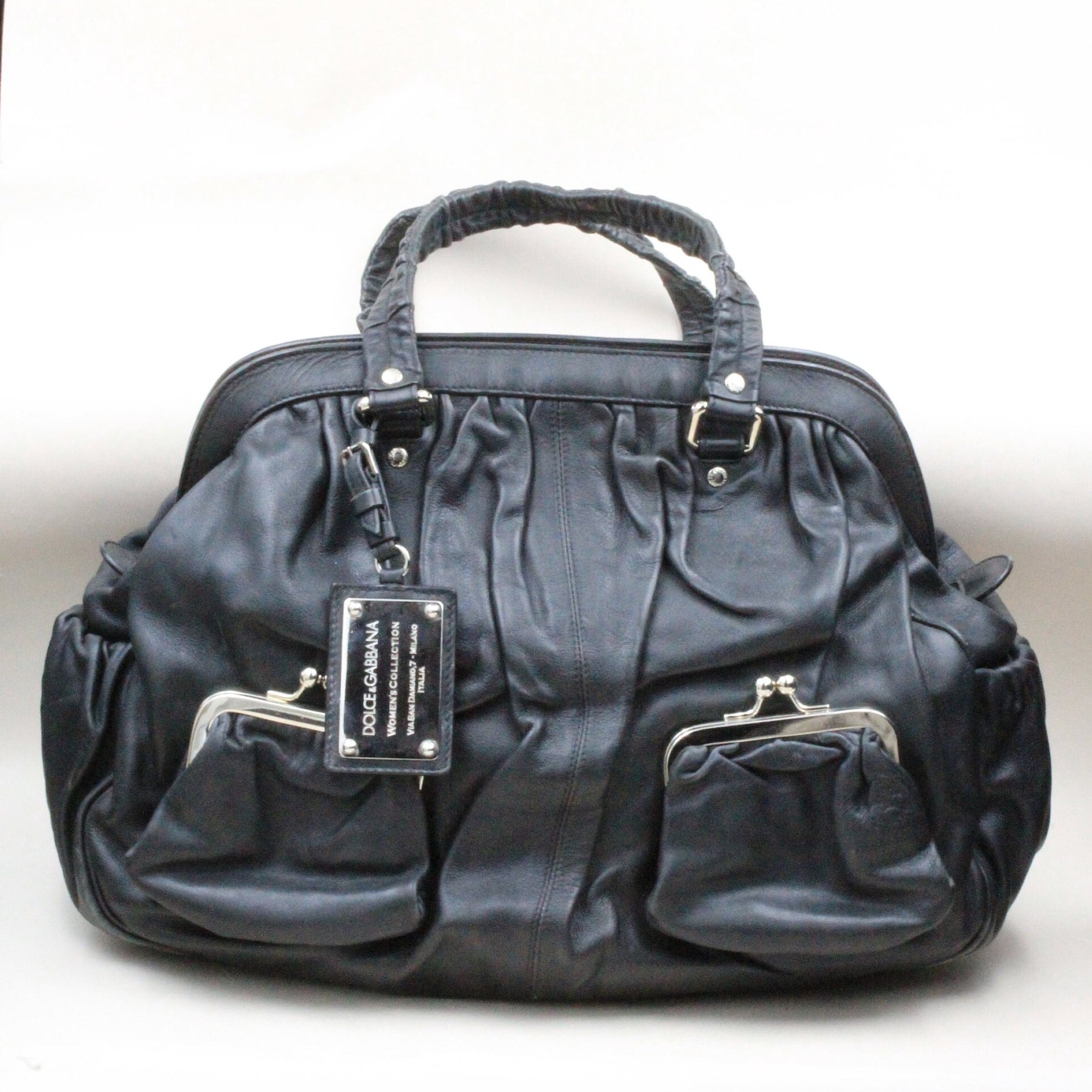 Authentic Dolce Gabbana Ms Curly Black Leather Large Hobo Authentic Dolce Gabbana Ms Curly Black Leather Large Hobo